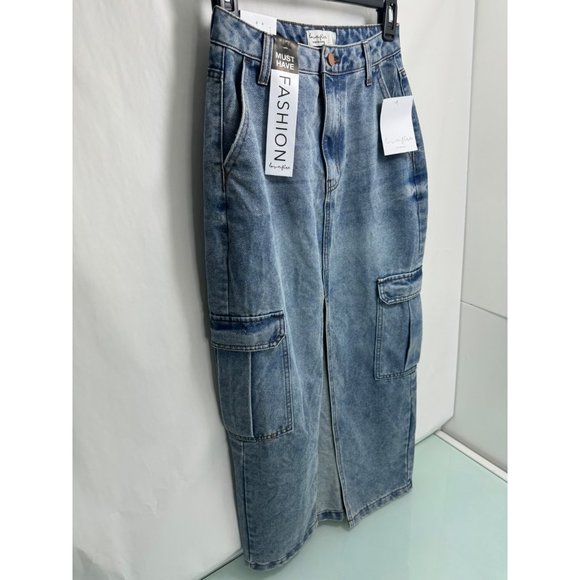 love, Fire | Skirts | Love Fire Denim Skirt Y2k Front Slit Blue Maxi ...